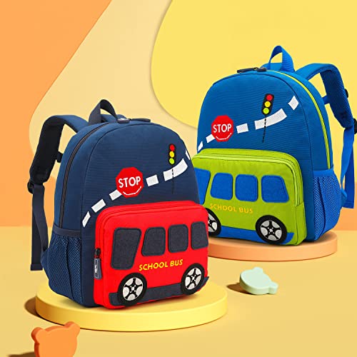 willikiva Car Dinosaur Kids Toddler Backpack for Boys and Girls Children Waterproof Preschool Bag(Red Scool Bus)