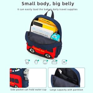 willikiva Car Dinosaur Kids Toddler Backpack for Boys and Girls Children Waterproof Preschool Bag(Red Scool Bus)