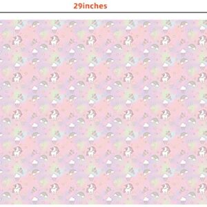 PlandRichW Unicorn Wrapping Paper Folded for Girls, Barbie, Women Birthday 4 Princess Pink Designs of Rainbow, Fairy Wand, Diamond, for Holidays Baby Shower 12 Sheets 20 × 29 Inches