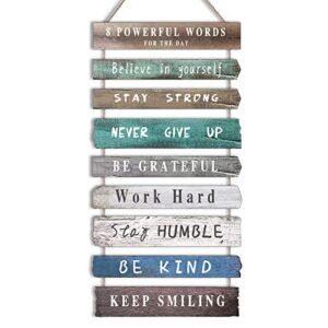 inspirational wall art decor for office, wooden rustic hanging motivational wall art decoration sign, inspiring positive quotes wall art for home living room bedroom bathroom classroom gym 12"x24"