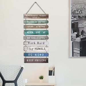 Inspirational Wall Art Decor for Office, Wooden Rustic Hanging Motivational Wall Art Decoration Sign, Inspiring Positive Quotes Wall Art for Home Living Room Bedroom Bathroom Classroom Gym 12"x24"