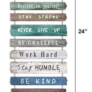 Inspirational Wall Art Decor for Office, Wooden Rustic Hanging Motivational Wall Art Decoration Sign, Inspiring Positive Quotes Wall Art for Home Living Room Bedroom Bathroom Classroom Gym 12"x24"