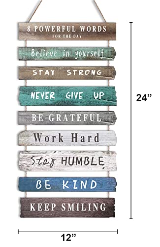 Inspirational Wall Art Decor for Office, Wooden Rustic Hanging Motivational Wall Art Decoration Sign, Inspiring Positive Quotes Wall Art for Home Living Room Bedroom Bathroom Classroom Gym 12"x24"