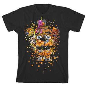 five nights at freddy's disintegrating freddy fazbear boy's black t-shirt-large