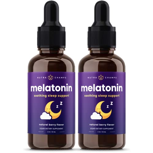 Liquid Melatonin Drops | Melatonin for Kids & Adults | Sugar Free Kids Melatonin Liquid Sleep Aid Supplement | Vegan & Non-GMO | Natural Berry Flavor | Melatonin 1 mg Drops | 180 Servings (2 Pack)