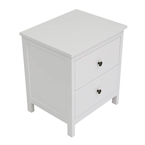 Kinsuite Nightstand for Bedrooms W/ 2 Drawers, Side Table Large Storage Space, Side Storage Cabinet Wooden End Table Accent Table Solid Wood Legs (White, 2 Pcs)