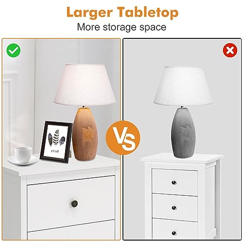 Kinsuite Nightstand for Bedrooms W/ 2 Drawers, Side Table Large Storage Space, Side Storage Cabinet Wooden End Table Accent Table Solid Wood Legs (White, 2 Pcs)