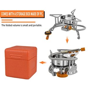 Tentock Camping Gas Stove 3500W Windproof Gas Cooking Burner with Piezo Ignition Ultralight Folding Mini Gas stove Portable Outdoor Backpacking Stove for Hiking Picnic Cooking BBQ Trekking