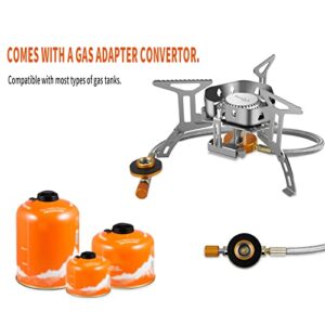 Tentock Camping Gas Stove 3500W Windproof Gas Cooking Burner with Piezo Ignition Ultralight Folding Mini Gas stove Portable Outdoor Backpacking Stove for Hiking Picnic Cooking BBQ Trekking