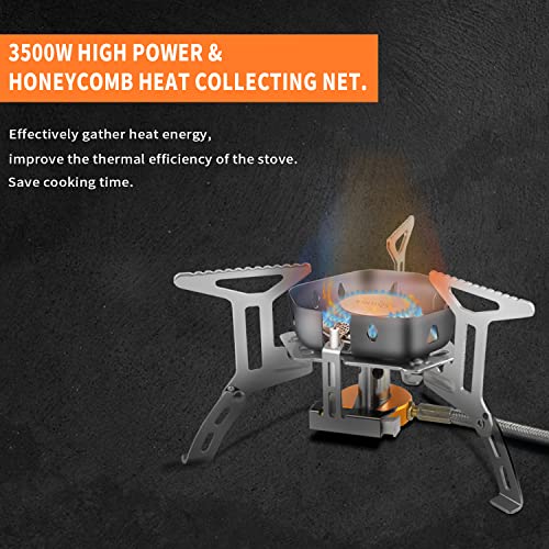 Tentock Camping Gas Stove 3500W Windproof Gas Cooking Burner with Piezo Ignition Ultralight Folding Mini Gas stove Portable Outdoor Backpacking Stove for Hiking Picnic Cooking BBQ Trekking