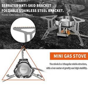 Tentock Camping Gas Stove 3500W Windproof Gas Cooking Burner with Piezo Ignition Ultralight Folding Mini Gas stove Portable Outdoor Backpacking Stove for Hiking Picnic Cooking BBQ Trekking