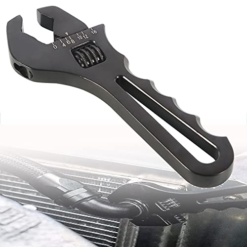 munirater 3AN-16AN Adjustable An Fitting Wrench Tool Light Aluminum Wrench Tool for Hose End Fitting Adapter Black