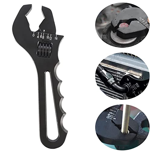 munirater 3AN-16AN Adjustable An Fitting Wrench Tool Light Aluminum Wrench Tool for Hose End Fitting Adapter Black