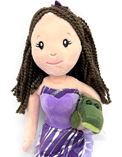 The Petting Zoo, Mermaid Doll with Alligator Stuffed Animal Friend- Great Gifts for Girls, Plush Doll with Alligator Plush Toy -17 Inches (Brown)