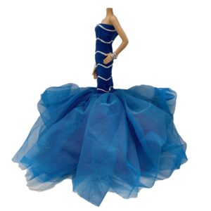 peregrine blue multitextured lace strapless pearls gown for 11.5 inches dolls