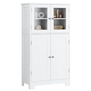 horstors bathroom cabinet, linen storage cabinet with doors, wooden floor cabinet with adjustable shelves for bathroom, living room, office, white