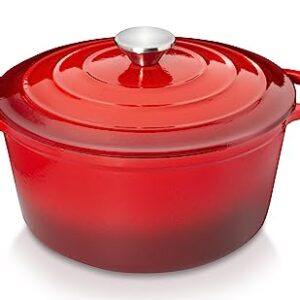 Hystrada Enameled Cast Iron Dutch Oven - 5qt Dutch Oven Pot with Lid and Steel Knob 500 degrees - Cookware for Gas, Electric & Ceramic Stoves - Red Enamel - Cooking & Baking