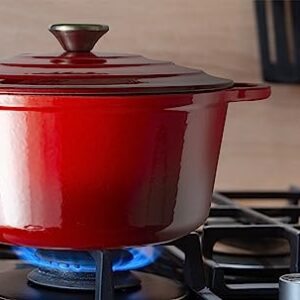 Hystrada Enameled Cast Iron Dutch Oven - 5qt Dutch Oven Pot with Lid and Steel Knob 500 degrees - Cookware for Gas, Electric & Ceramic Stoves - Red Enamel - Cooking & Baking