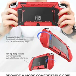 Mumba Dockable Case for Nintendo Switch OLED 2021, [Blade Series] TPU Grip Protective Cover Accessories Compatible with Nintendo Switch OLED and Joy-Con Controller (Red)