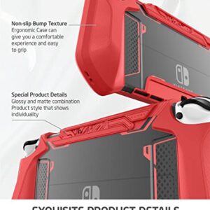 Mumba Dockable Case for Nintendo Switch OLED 2021, [Blade Series] TPU Grip Protective Cover Accessories Compatible with Nintendo Switch OLED and Joy-Con Controller (Red)