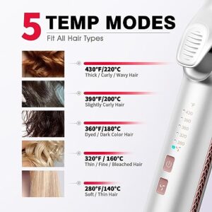 BLUSHMARKS Professional Curling Iron Hair Straightener and Curler 2-in-1 Airflow Styler Flat Curling Wands for Curls Waves 360° Cool Air Vents 5 Adjustable Temps & Dual Voltage & 15s Heat-Up for Salon