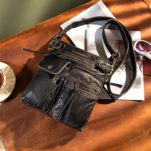 Montana West Crossbody Bag for Women Soft Leather Multi Pocket Shoulder Bags Vintage Women's Purses and Handbags MWC-046BZ