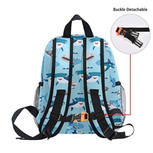 Sinestour Custom Shark Kid's Backpack Personalized Backpack with Name/Text Preschool Backpack for Boys Customizable Toddler Backpack for Girls with Chest Strap