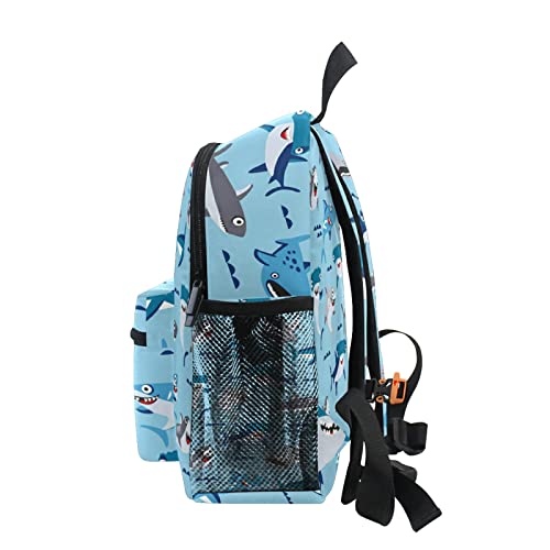 Sinestour Custom Shark Kid's Backpack Personalized Backpack with Name/Text Preschool Backpack for Boys Customizable Toddler Backpack for Girls with Chest Strap