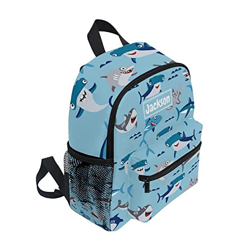 Sinestour Custom Shark Kid's Backpack Personalized Backpack with Name/Text Preschool Backpack for Boys Customizable Toddler Backpack for Girls with Chest Strap