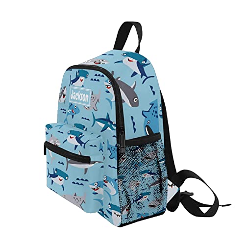 Sinestour Custom Shark Kid's Backpack Personalized Backpack with Name/Text Preschool Backpack for Boys Customizable Toddler Backpack for Girls with Chest Strap