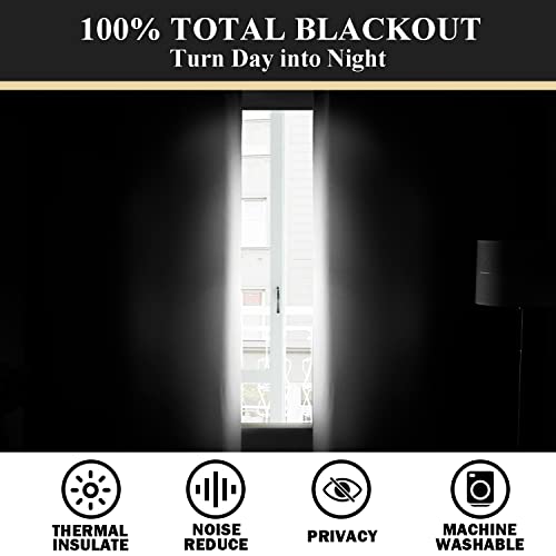 Hiasan 100% Blackout Black Velvet Curtains for Bedroom with Tieback - Premium Thick Double Layer Full Light Blocking Sound Proof Grommet Curtain for Living Room, 52 x 108 Inches Long, Set of 2 Panels