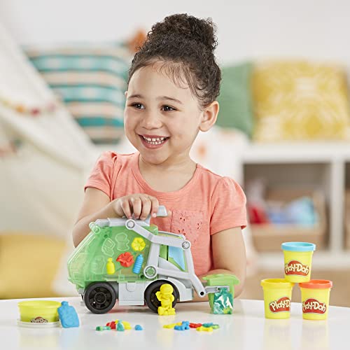 Play-Doh Wheels Dumpin' Fun 2-in-1 Garbage Truck Toy, with Stinky Scented Garbage Compound and 3 Additional Cans, Preschool Toys for 3 Year Old Boys and Girls and Up, Non-Toxic (Amazon Exclusive)