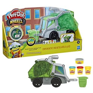 Play-Doh Wheels Dumpin' Fun 2-in-1 Garbage Truck Toy, with Stinky Scented Garbage Compound and 3 Additional Cans, Preschool Toys for 3 Year Old Boys and Girls and Up, Non-Toxic (Amazon Exclusive)