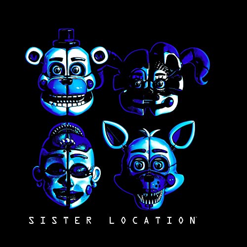 Five Nights at Freddy's Sister Location Shadow Faces Boy's Black T-Shirt-X-Large