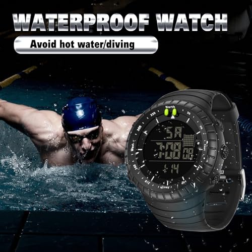 Men Digital Watch Waterproof Sports Military Watch Tactical Watches for Men Wrist Watch Big Face LED Backlight Alarm Stopwatch