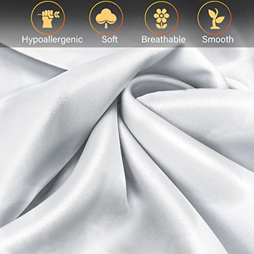 Mulberry Silk Pillowcase 2 Pack for Hair and Skin,with Hidden Zipper.Both Sides 19 Momme Allergen Proof Soft Breathable Smooth Silk Pillow Cover (Standard, White)