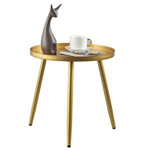 aojezor gold end table, ideal for any room-side tables living room,bedroom, gold plant stand balcony, metal structure indoor & outdoor,gold tray with 3 legs