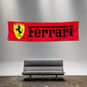 Vagair Ferrari Banner Flag (2x8ft ,Heavy Duty, Durable 150D Polyester) Brass Grommets Banner For Outdoor Room Man Cave /Garage