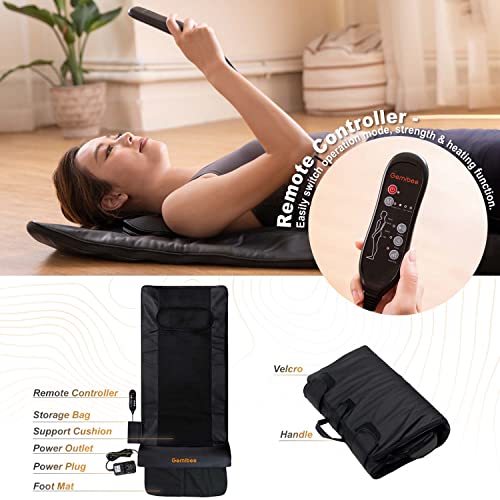 Electric Heating Back Stretching Mat - Gemibee Portable Yoga Flex Body Pain Relief Massage Mattress Bed for Neck, Waist & Hips, Muscle Soreness & Tension Relax, Foldable with Handle Home Gym