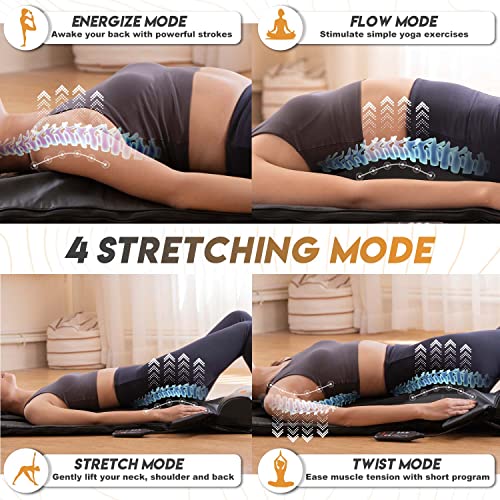 Electric Heating Back Stretching Mat - Gemibee Portable Yoga Flex Body Pain Relief Massage Mattress Bed for Neck, Waist & Hips, Muscle Soreness & Tension Relax, Foldable with Handle Home Gym