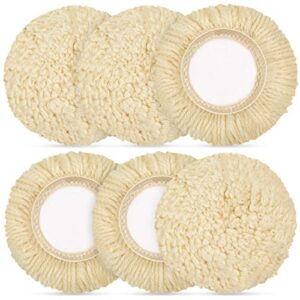 polishing pad buffing pads kit 6 pcs 3 inch wool polishing pad hook loop buffing pads for drill curved edge compound cutting pad drill polisher attachment wheel polish pad car body repair buffing