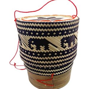 CraftCurl Bamboo Rice Steamer serving Basket kratip Container Handmade Kitchen Decor Elephant Design Handwoven use for serving Sticky Rice in Thai Thailand Laos Asian cuisine(Small size 5 inches)