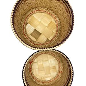 CraftCurl Bamboo Rice Steamer serving Basket kratip Container Handmade Kitchen Decor Elephant Design Handwoven use for serving Sticky Rice in Thai Thailand Laos Asian cuisine(Small size 5 inches)