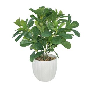 hisow artificial potted plant leaves, 16.9" artificial shrubs plants arrangements fake eucalyptus leaves with vase faux greenery leaves for home garden table centrepieces garden décor