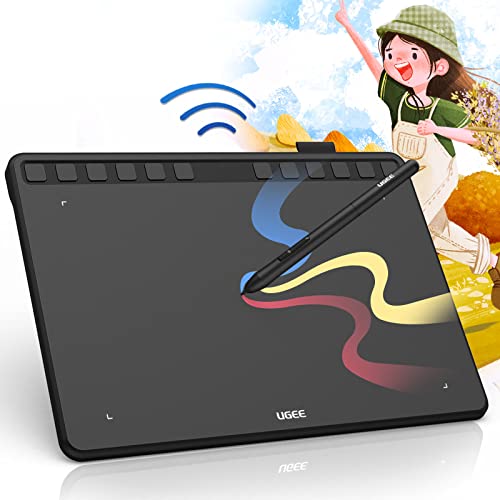 Wireless Graphics Drawing Tablet, UGEE S1060W Digital Drawing Pad with 12 Hot Keys, 10x6.3 inch Pen Tablet with 8192 Levels Battery-Free Stylus Support Android/Windows/Mac OS/Chrome OS/Linux