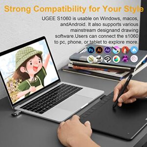 Wireless Graphics Drawing Tablet, UGEE S1060W Digital Drawing Pad with 12 Hot Keys, 10x6.3 inch Pen Tablet with 8192 Levels Battery-Free Stylus Support Android/Windows/Mac OS/Chrome OS/Linux