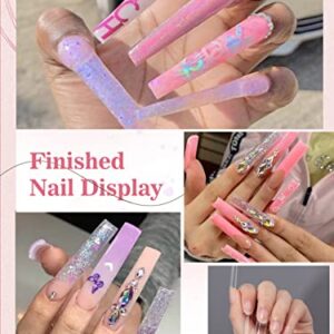 504Pcs XXL No C Curve Nail Tips for Acrylic Nails Professional Set, Straight Tapered Square Clear Nail Tips Half Cover Long Fake Nails, Ballerina Shaped French Nails for Nail Salon and DIY Nail Art