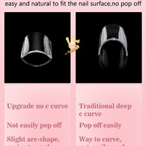 504Pcs XXL No C Curve Nail Tips for Acrylic Nails Professional Set, Straight Tapered Square Clear Nail Tips Half Cover Long Fake Nails, Ballerina Shaped French Nails for Nail Salon and DIY Nail Art