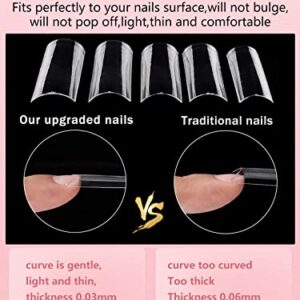 504Pcs XXL No C Curve Nail Tips for Acrylic Nails Professional Set, Straight Tapered Square Clear Nail Tips Half Cover Long Fake Nails, Ballerina Shaped French Nails for Nail Salon and DIY Nail Art