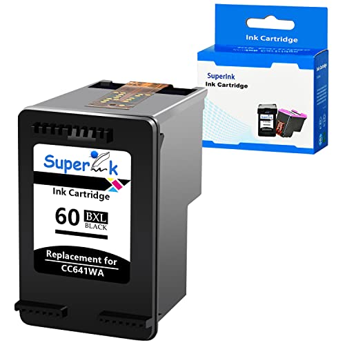 USUPERINK Remanufactured Ink Cartridge Replacement for HP 60 60XL CC641WA Compatible with Deskjet D1660 D1663 PhotoSmart C4600 C4610 Envy 100 110 120 All-in-One Printer (1 Pack, Black)